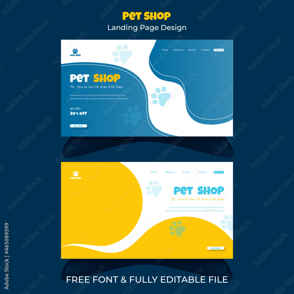Pet shop website landing page banner template design Stock Vector ...