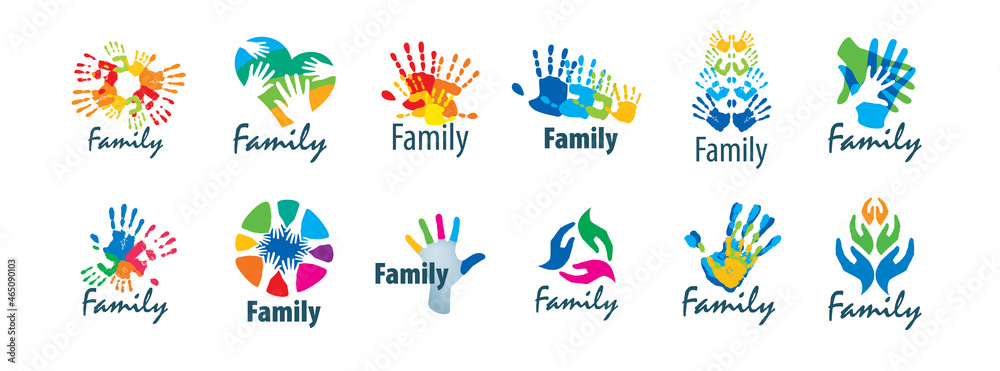 A set of vector logos with hand prints Stock Vector | Adobe Stock