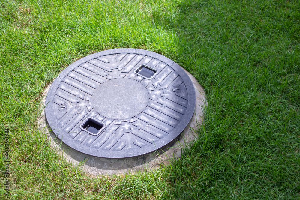Septic tank cover underground waste treatment system Stock Photo ...