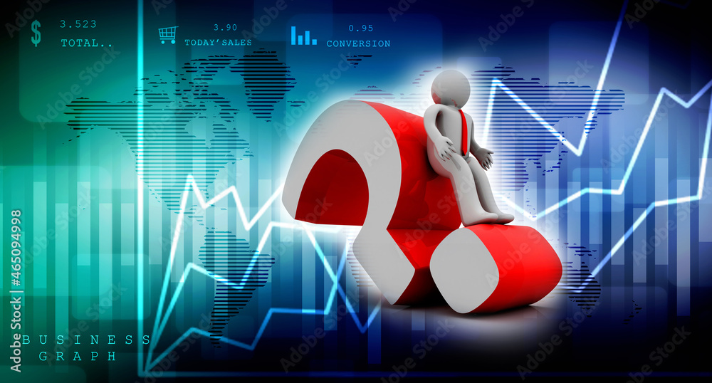 3d illustration Question Mark. 3D. 3d small people - complicated ...