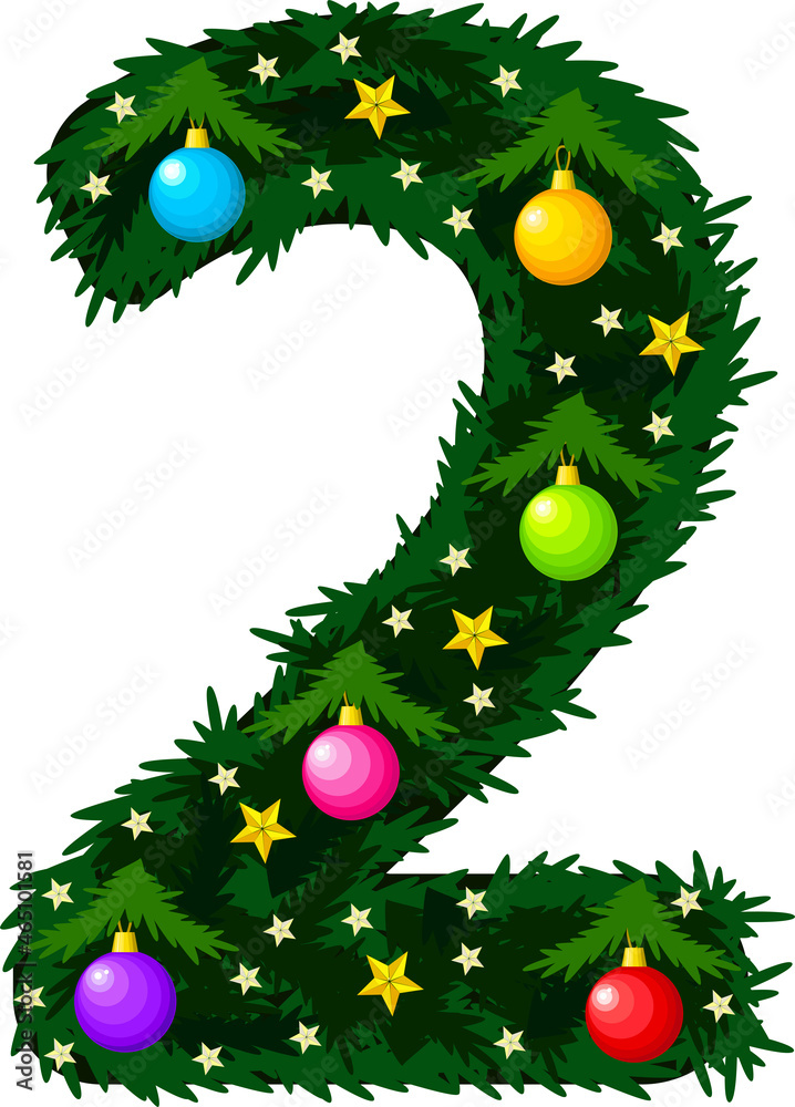 Number 2. Design of the Christmas alphabet and numbers. Stock Vector ...