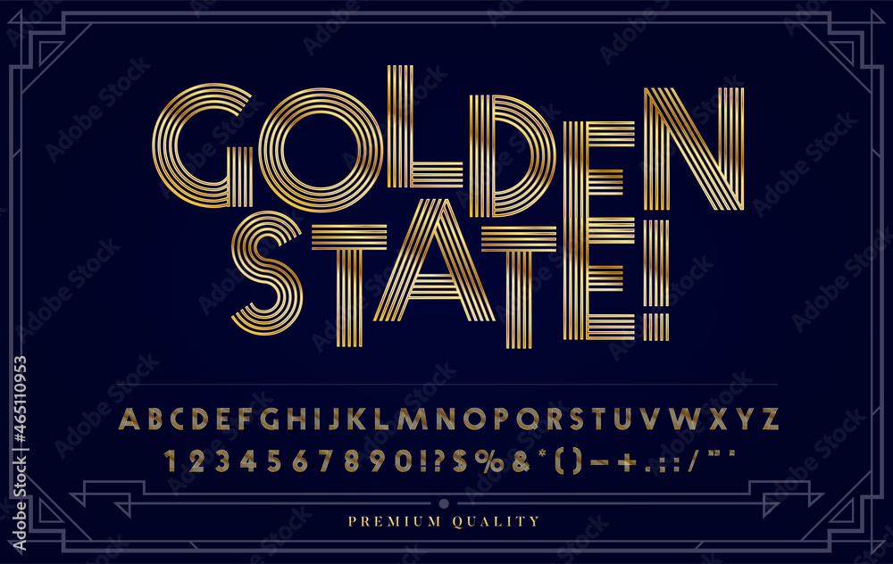 Gold Metallic Font Set. Letters, Numbers and Special Characters in ...