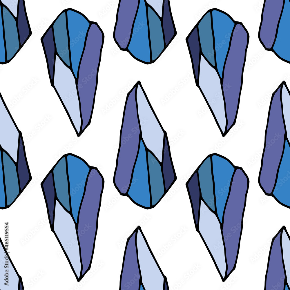 blue crystal pattern in flat style. A seamless pattern of a hand-drawn ...