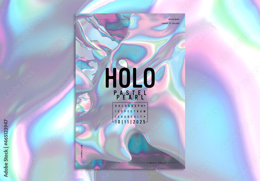 Trendy Vivid Iridescent Holographic Gradient Poster Layout Stock ...