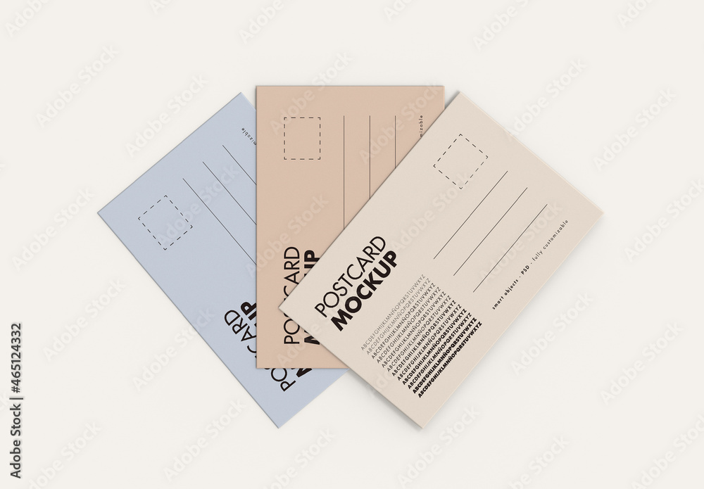 Three Branding Postcards Mockup Stock Template | Adobe Stock