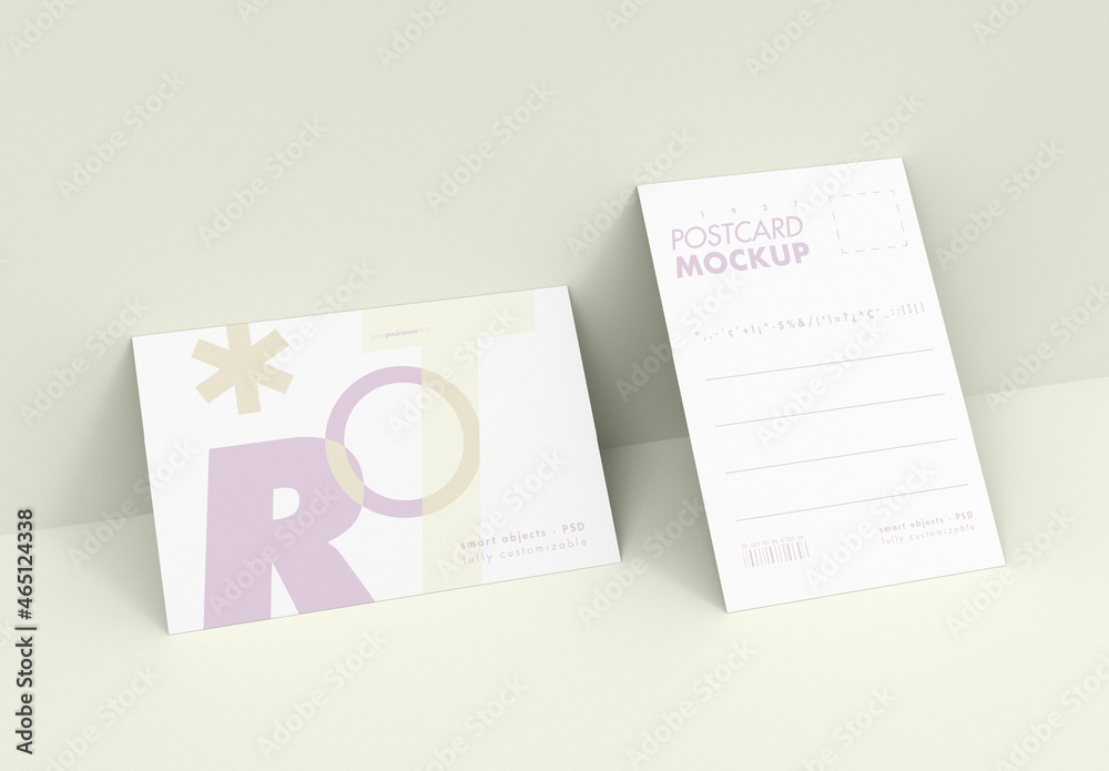 Two Postcards Layout Mockup Stock Template | Adobe Stock
