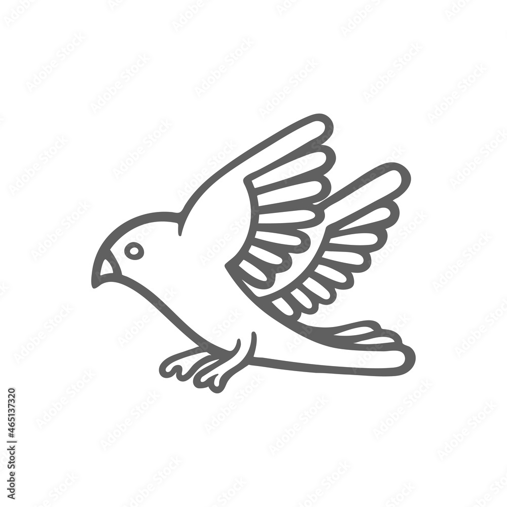 Flying bird hand drawn vector illustration. Flying bird sketch drawing ...