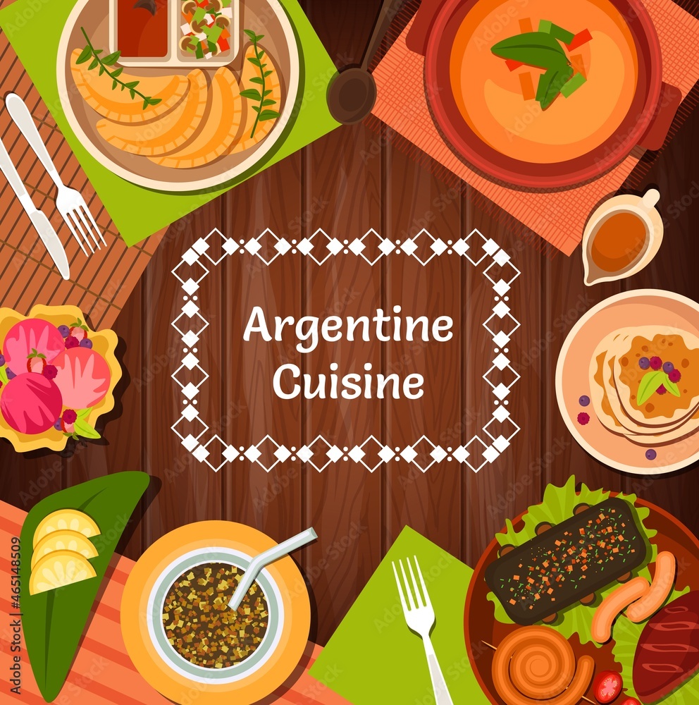 Argentine restaurant menu cover with vector Argentinian cuisine food ...
