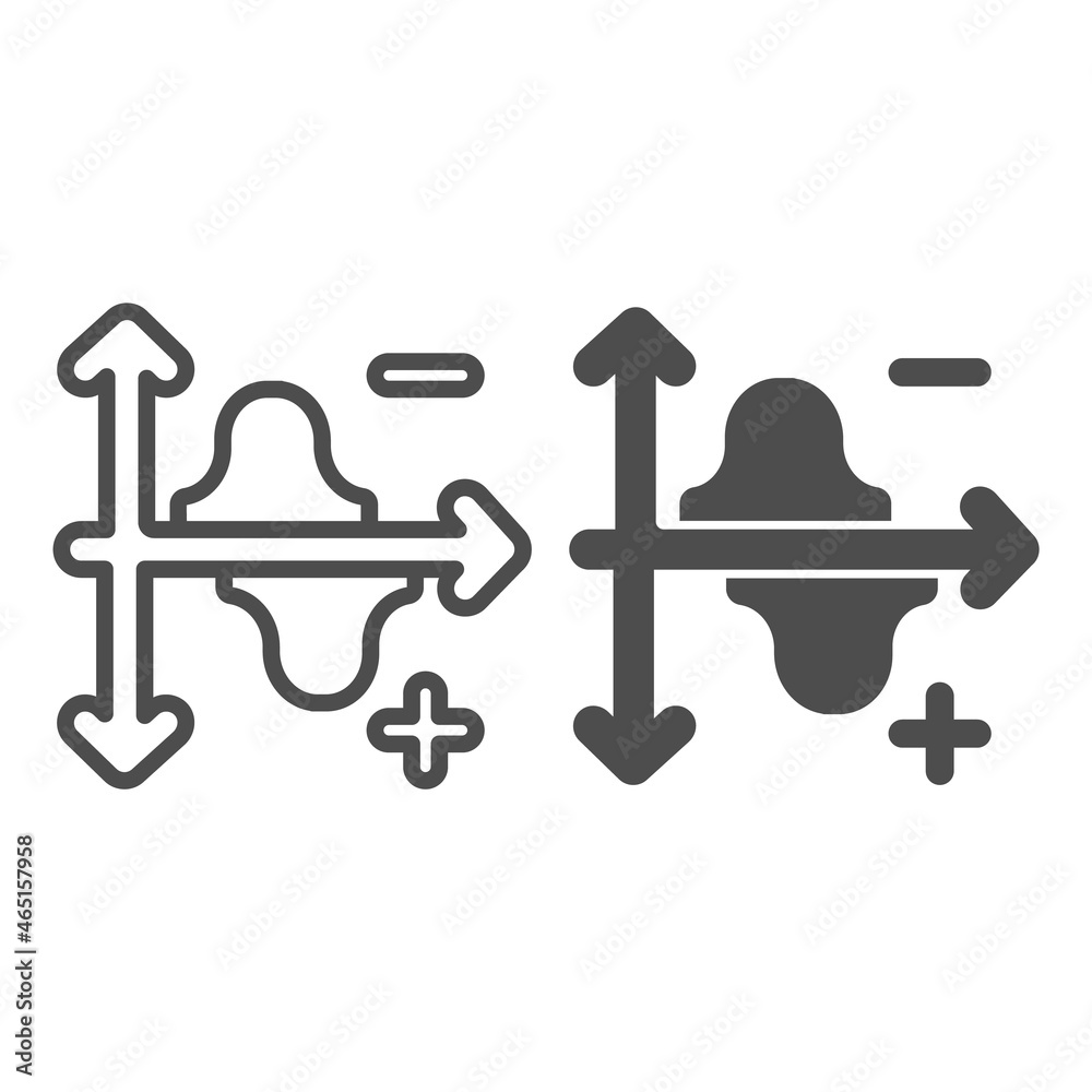 Dual graph with descending curve, plus and minus line and solid icon ...