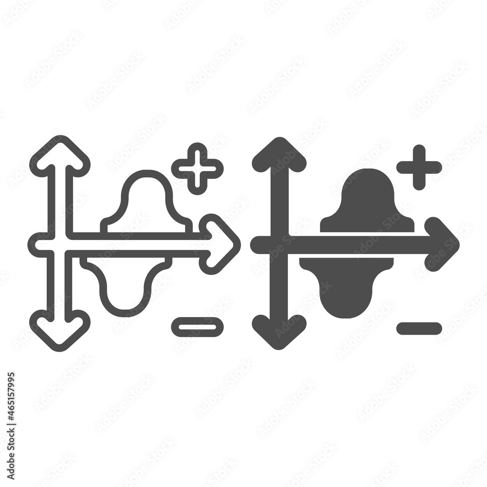 Dual graph with a rise curve, plus and minus line and solid icon ...