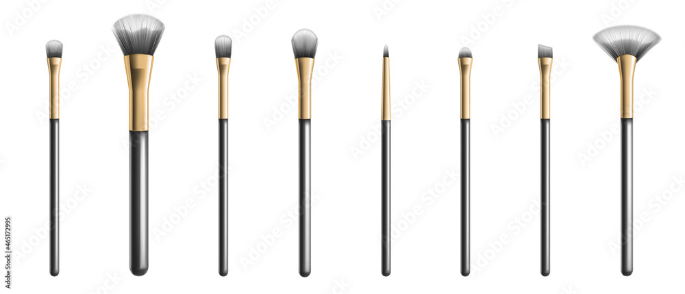 Makeup brushes different shapes, professional cosmetic tools. Vector ...
