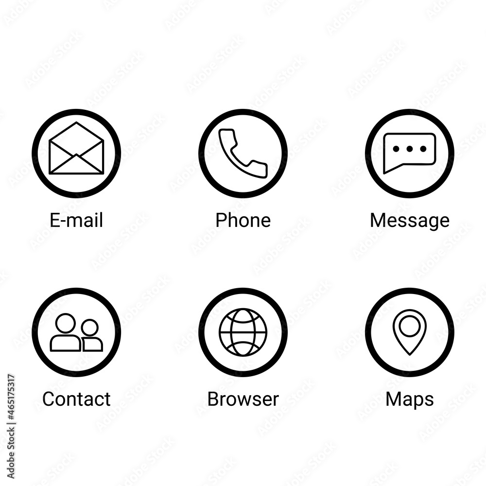 Simple Mobile Phone Icon Set in EPS 10. Consist of E-mail, Phone ...