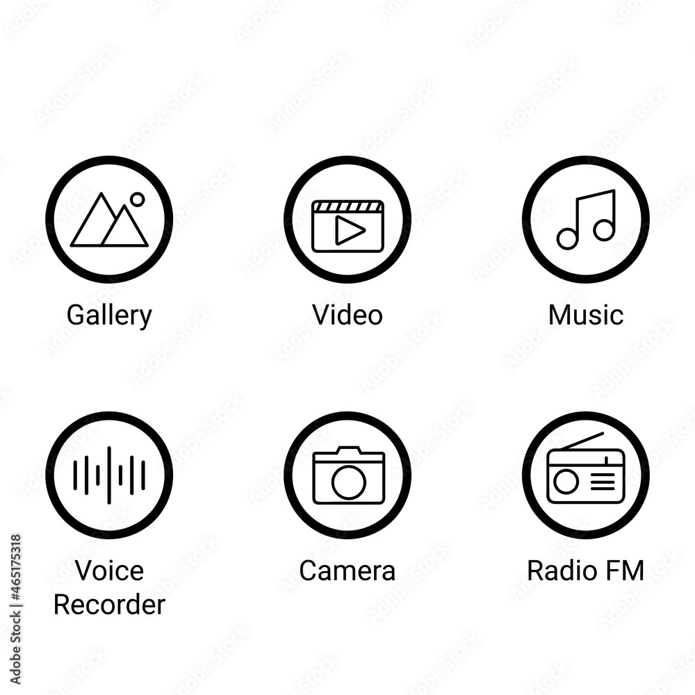 Simple Mobile Phone Icon Set in EPS 10. Consist of Gallery, Video ...