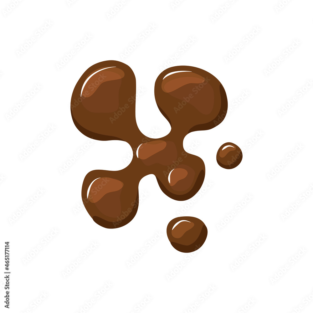 Hot chocolate spill. Brown puddle on a white isolated background ...