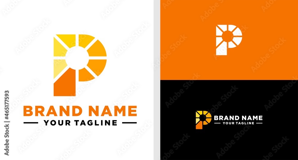LETTER P LOGO SOLAR PANEL NEGATIVE SPACE MONOGRAM EDITABLE Stock Vector ...