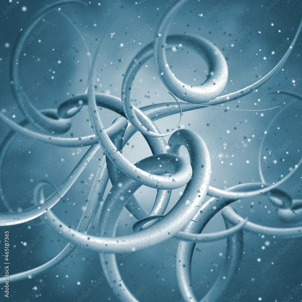 Medical background, bacteria spirilla spirally twisted and arcuate ...