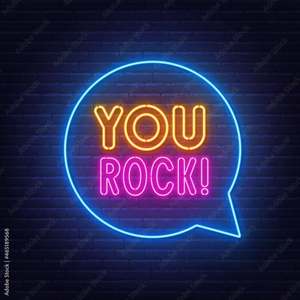 Vecteur Stock You Rock neon lettering on brick wall background. | Adobe ...