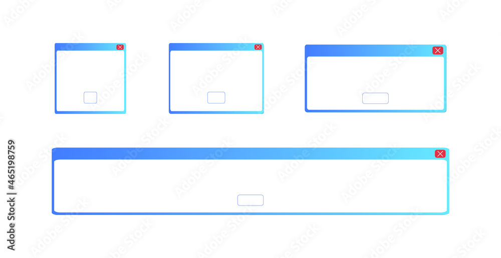 Vector Pop Up Windows Set, Different Length, Blank Frame Isolated on ...