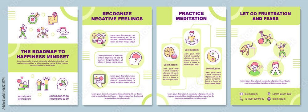 The roadmap to happiness mindset brochure template. Flyer, booklet ...