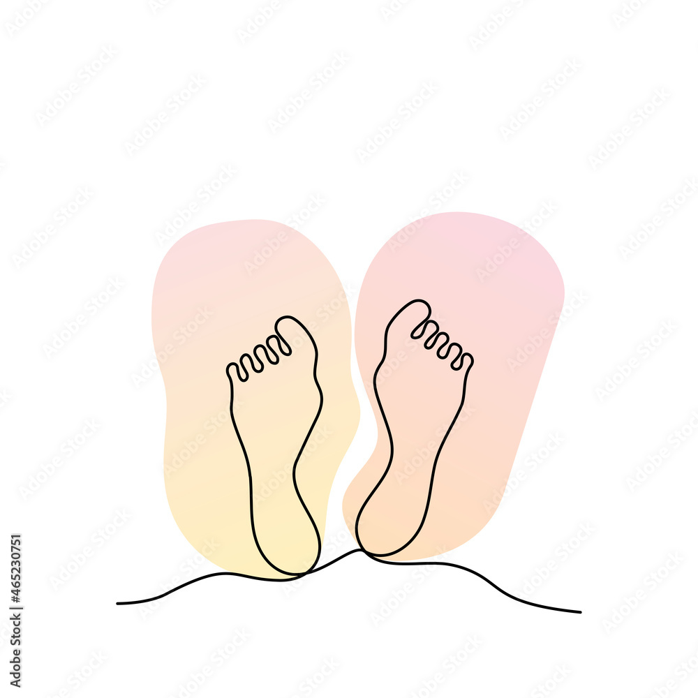 Line art feet hand drawing. Spa pedicure line art. Beauty care. Stock ...