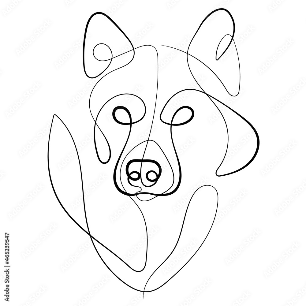 Simple wolf, dog line art vector illustration for background, tatto ...