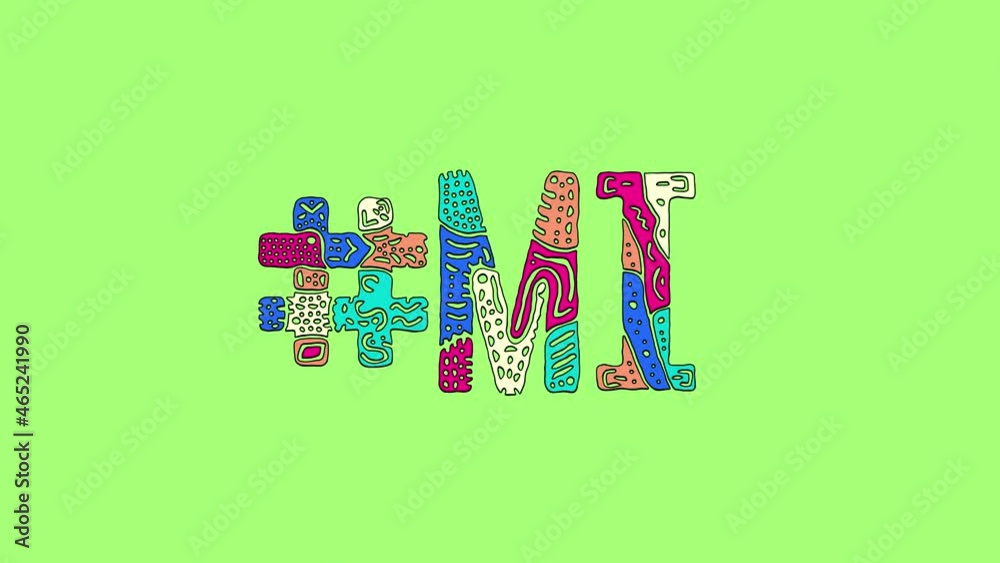 #MI. Animated Cartoon Hashtag, Shake twitch effect. Isolate on green ...