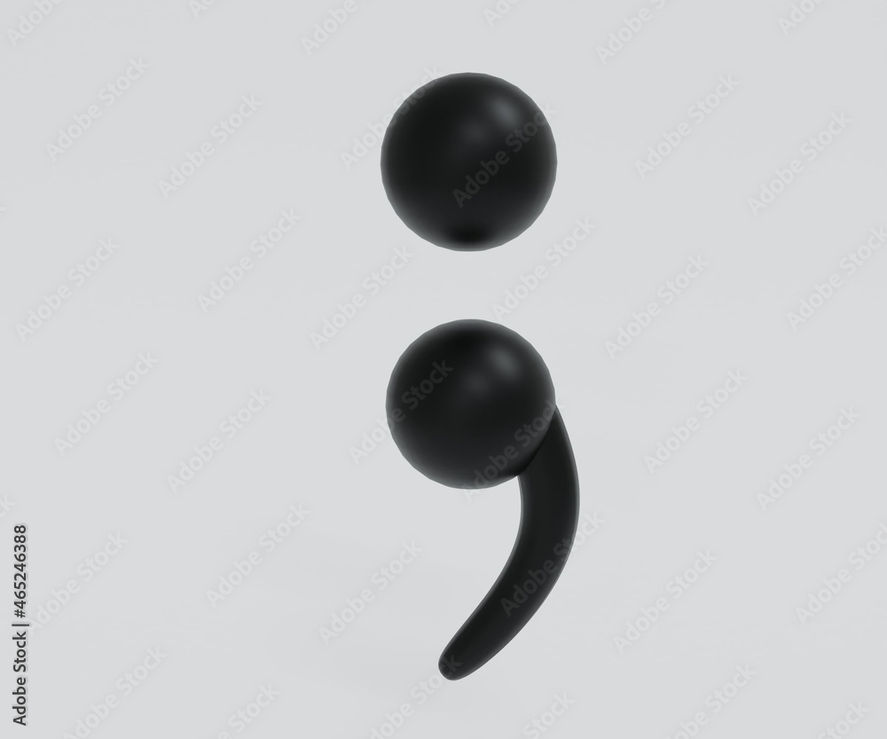 dark semicolon isolated in the white background 3d Stock Illustration | Adobe Stock
