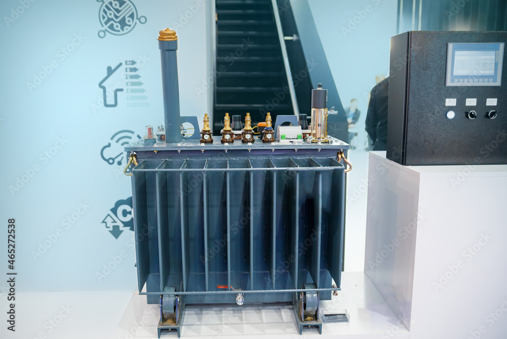 Oil Cooled Power Transformer. Transformer filled with oil Stock Photo ...