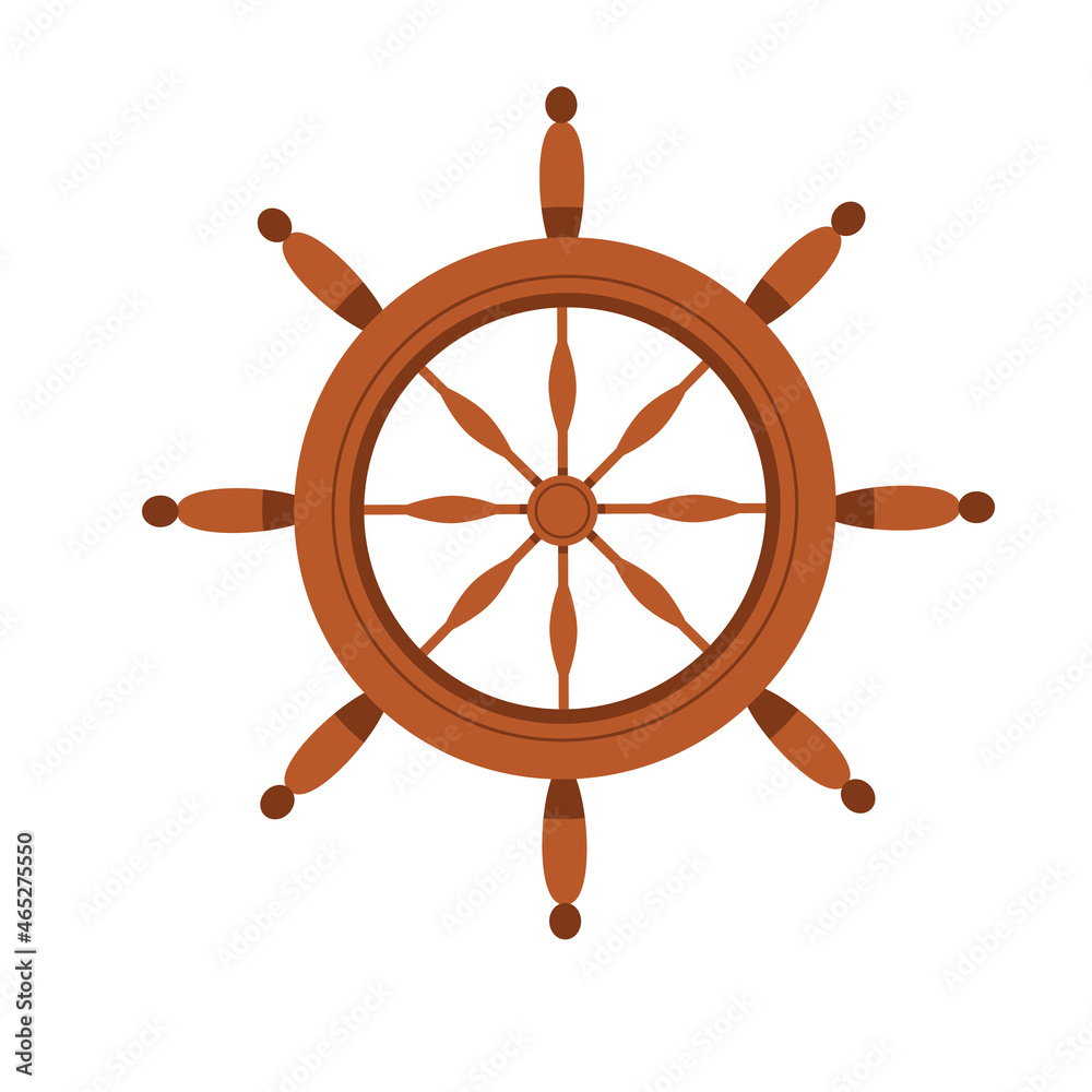 The antique Steering wheel of a ship. Isolated over white background ...