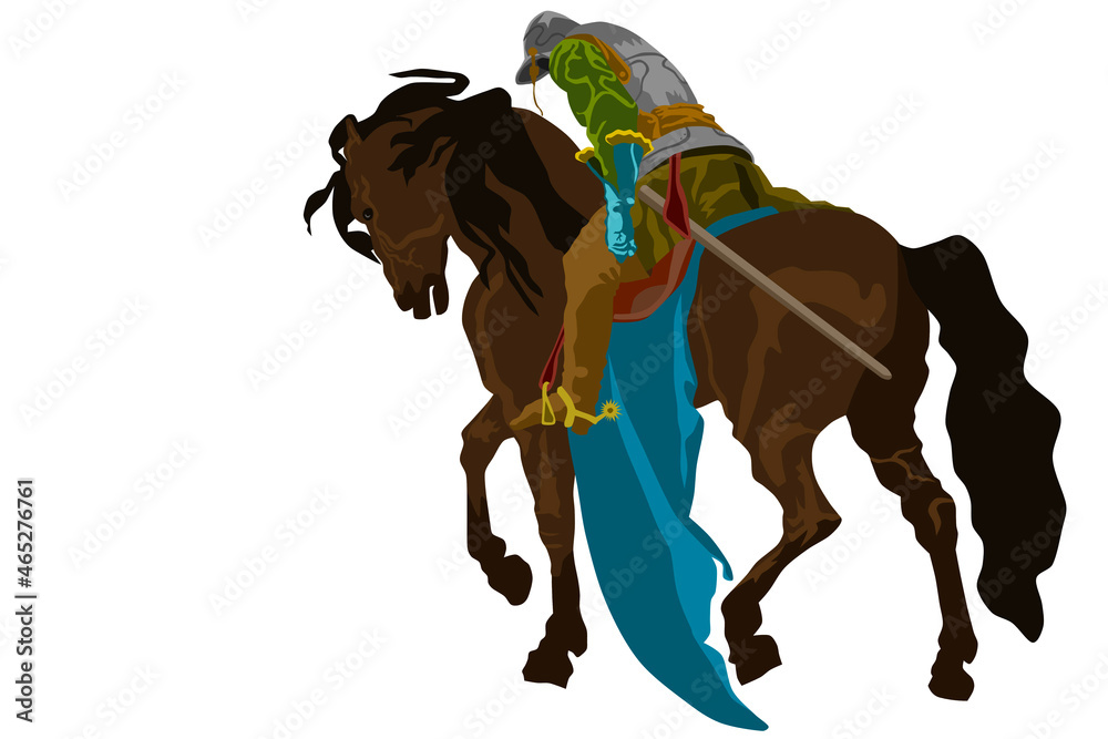 Defeated knight on horseback vector illustration of defeat Stock Vector ...