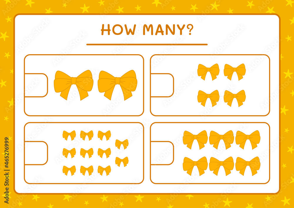 How many ribbon, game for children. Vector illustration, printable ...
