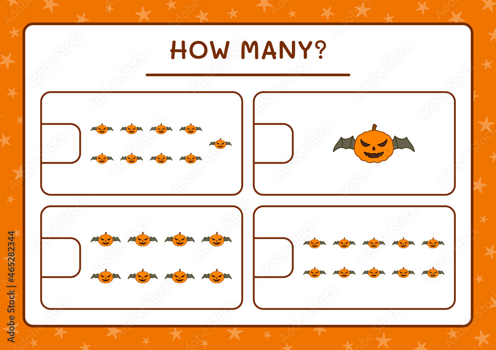 How many Pumpkin, game for children. Vector illustration, printable ...