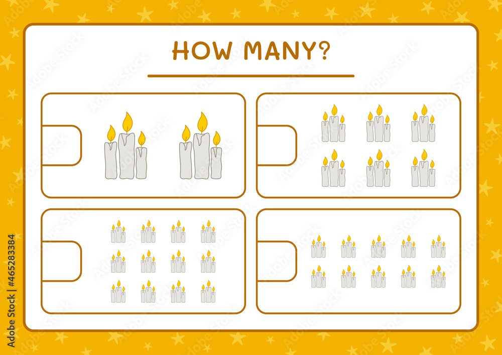 How many Candle, game for children. Vector illustration, printable ...