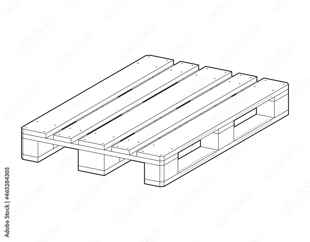 Vector outline classic industrial Euro pallets 800x1200mm. Isolated on ...