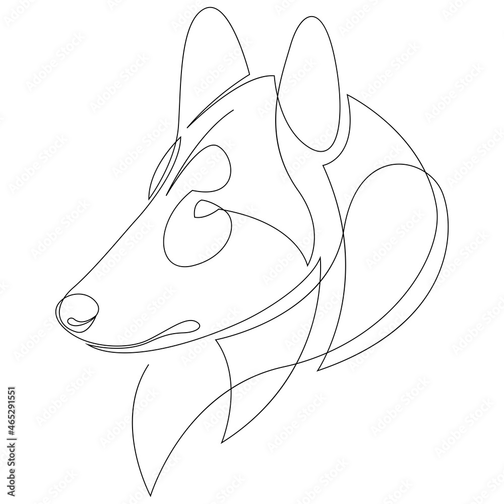Line drawing Rough Collie Dog tattoo. Vector Illustration. Free single ...