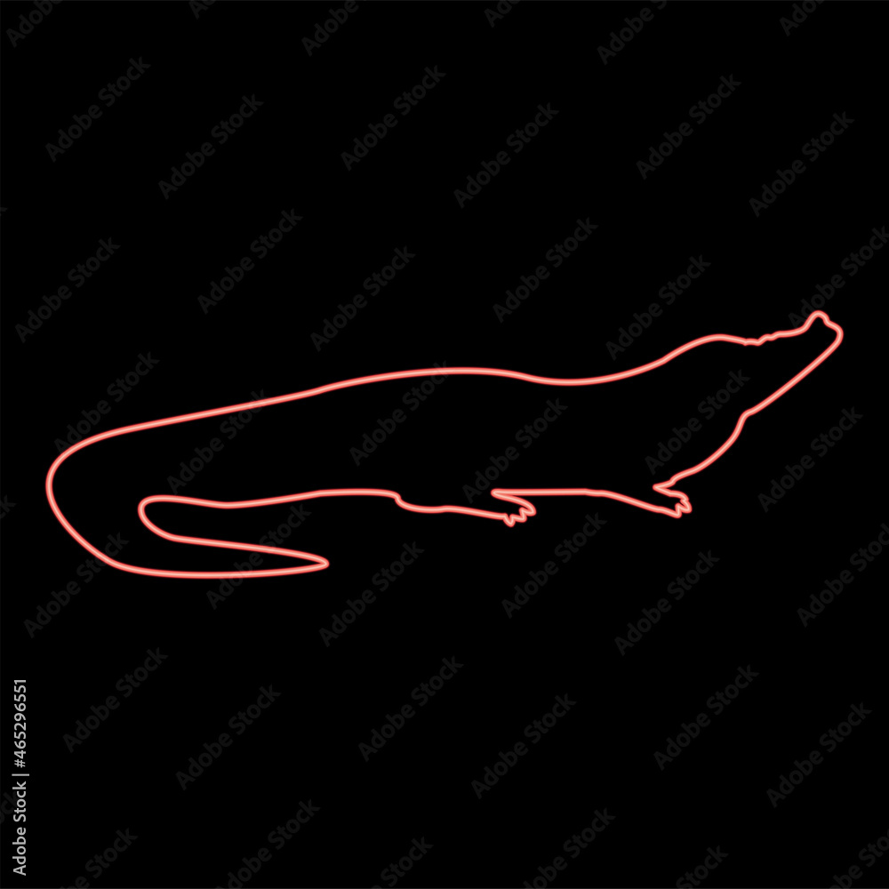 Neon crocodile red color vector illustration flat style image Stock ...