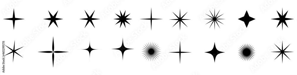 Star icons set. Twinkling stars. Vector symbols isolated on white ...
