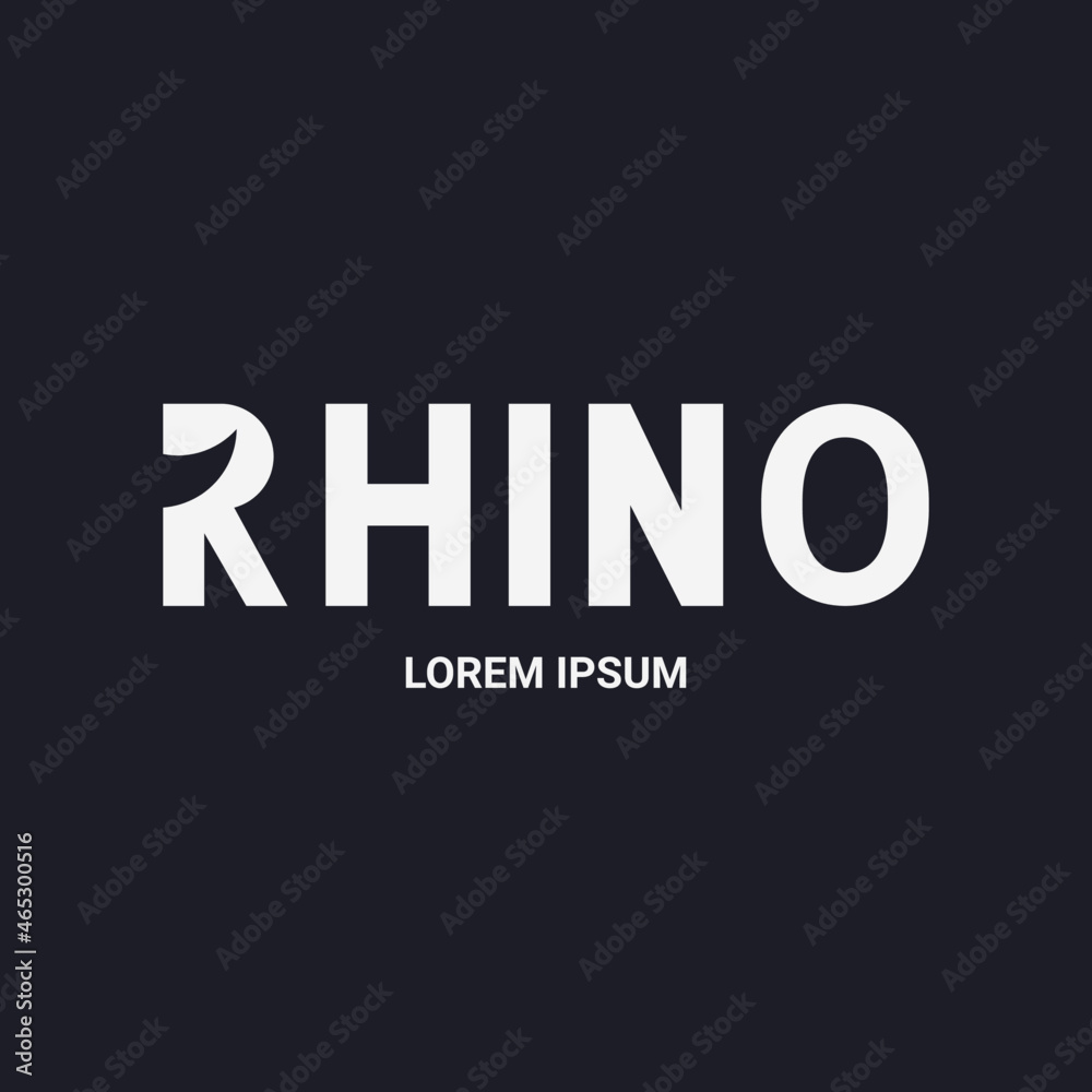 RHINO logo with negative space rhino horn in the letter R. suitable for ...