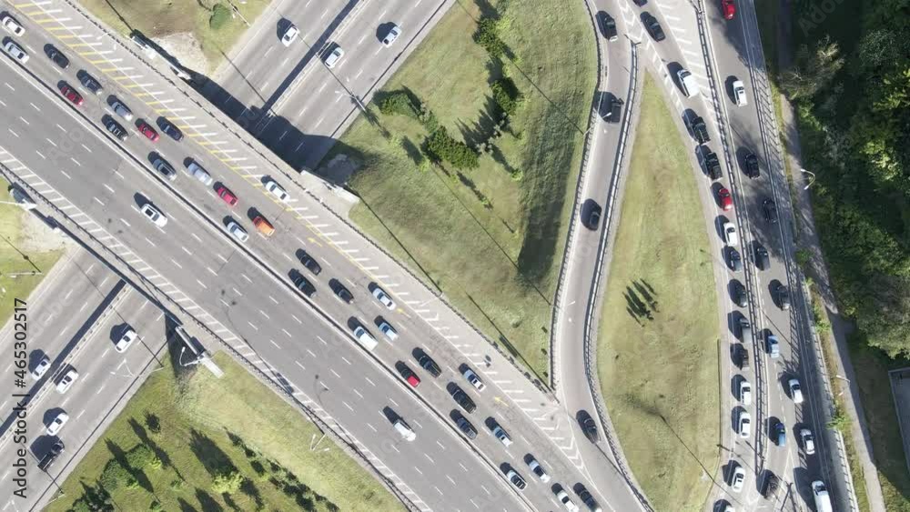 The movement of vehicles in a large traffic intersection Stock Video ...