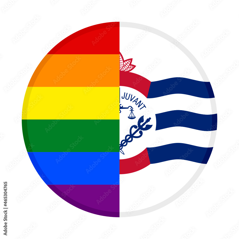 round icon with rainbow and cincinnati flags. vector illustration ...