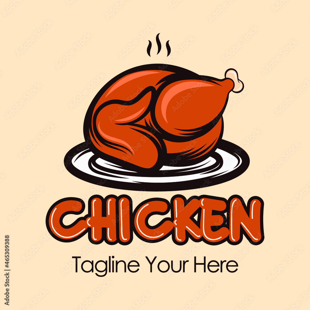 grilled chicken logo design Stock Vector | Adobe Stock