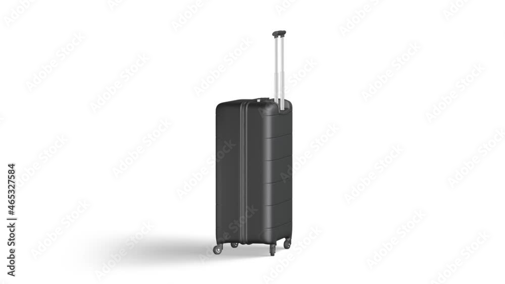 Blank black suitcase with handle mock up, looped rotation, 3d rendering ...