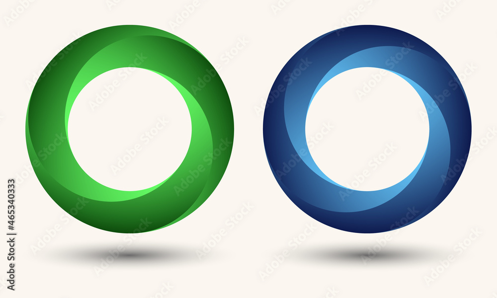 Colored circles with swirl segments. Abstract infinite circle green and ...