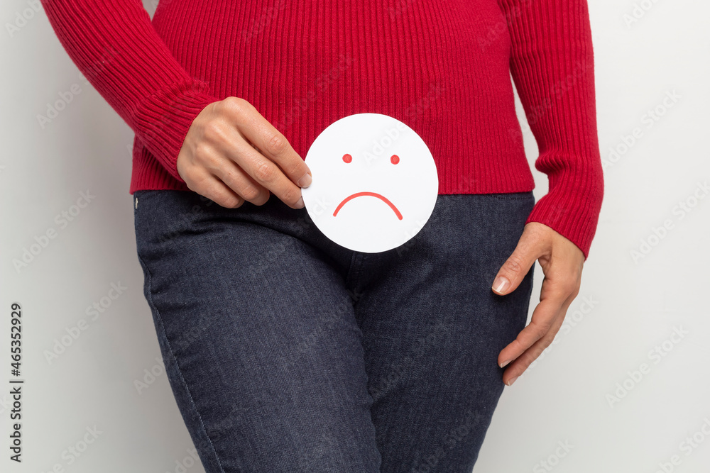 Female genital health concept. Ovarian inflammation in women. Bladder ...