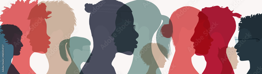 Group profile silhouette multicultural college students. Concept of ...