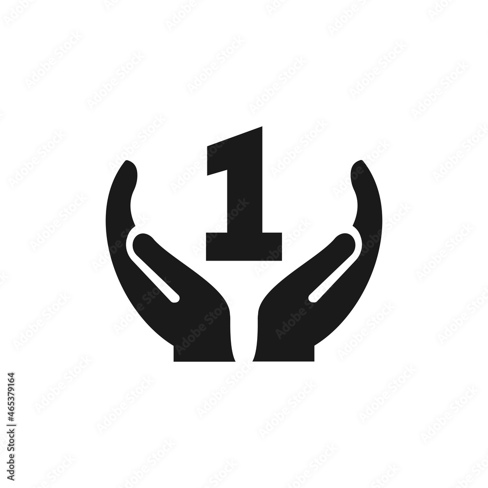 Letter 1 giving hand logo design. Hand logo design On Letter 1 vector ...