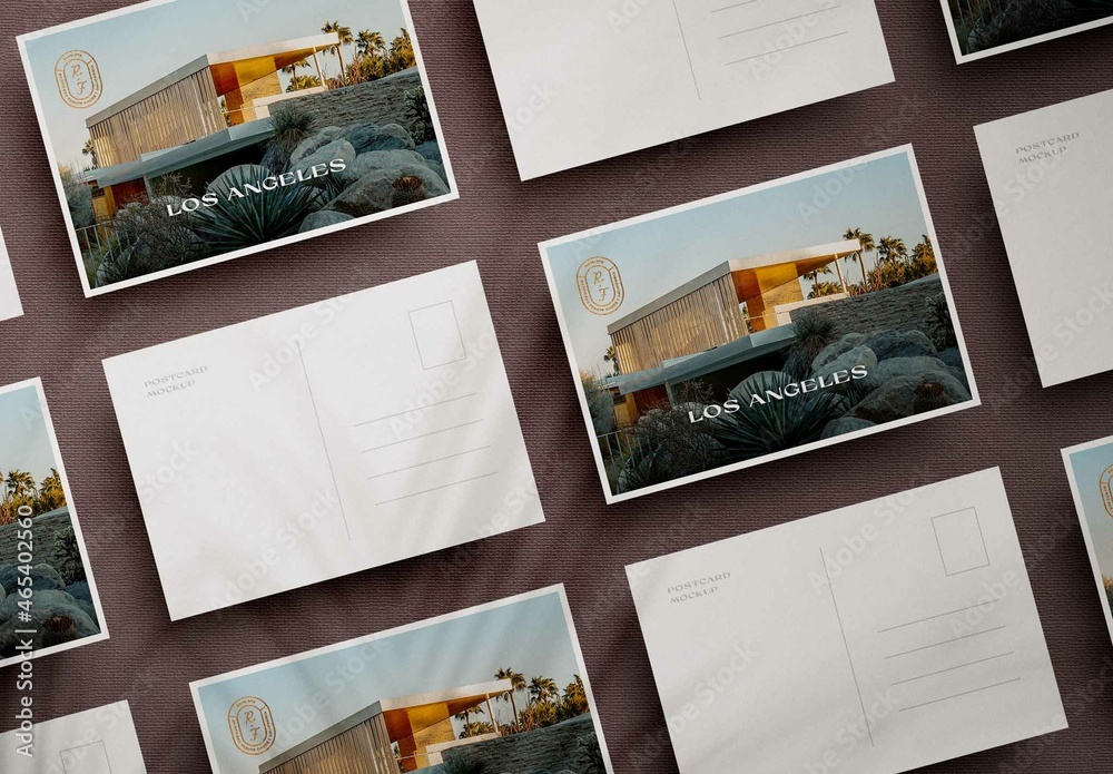 Hot Foil Postcards Grid Mockup Scene Stock Template | Adobe Stock