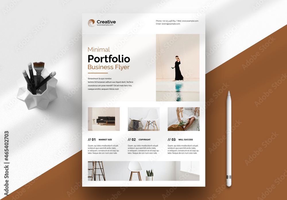 Minimal Portfolio Business Flyer Stock Template | Adobe Stock