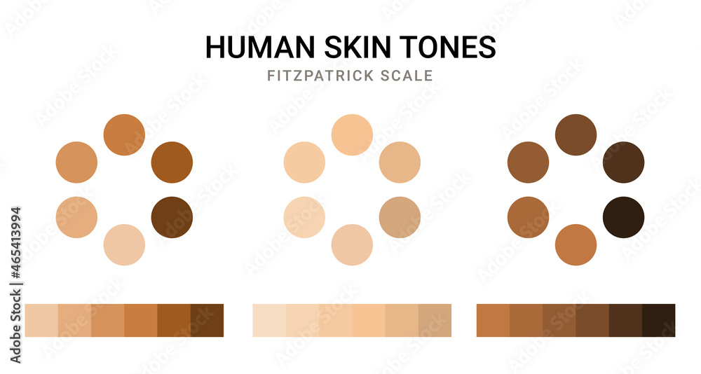 Skin tone color scale chart. Brown palette vector human skin ...