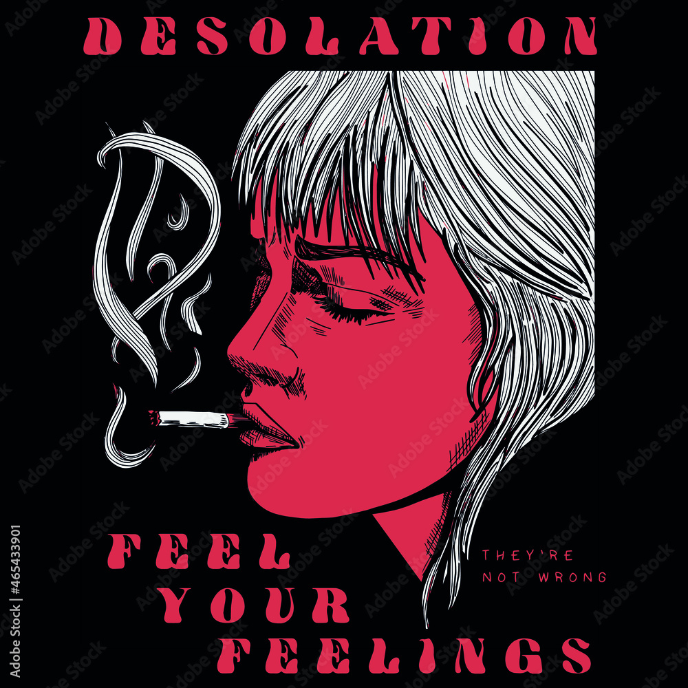 hand draw women face with slogan Vector design for t-shirt graphics ...